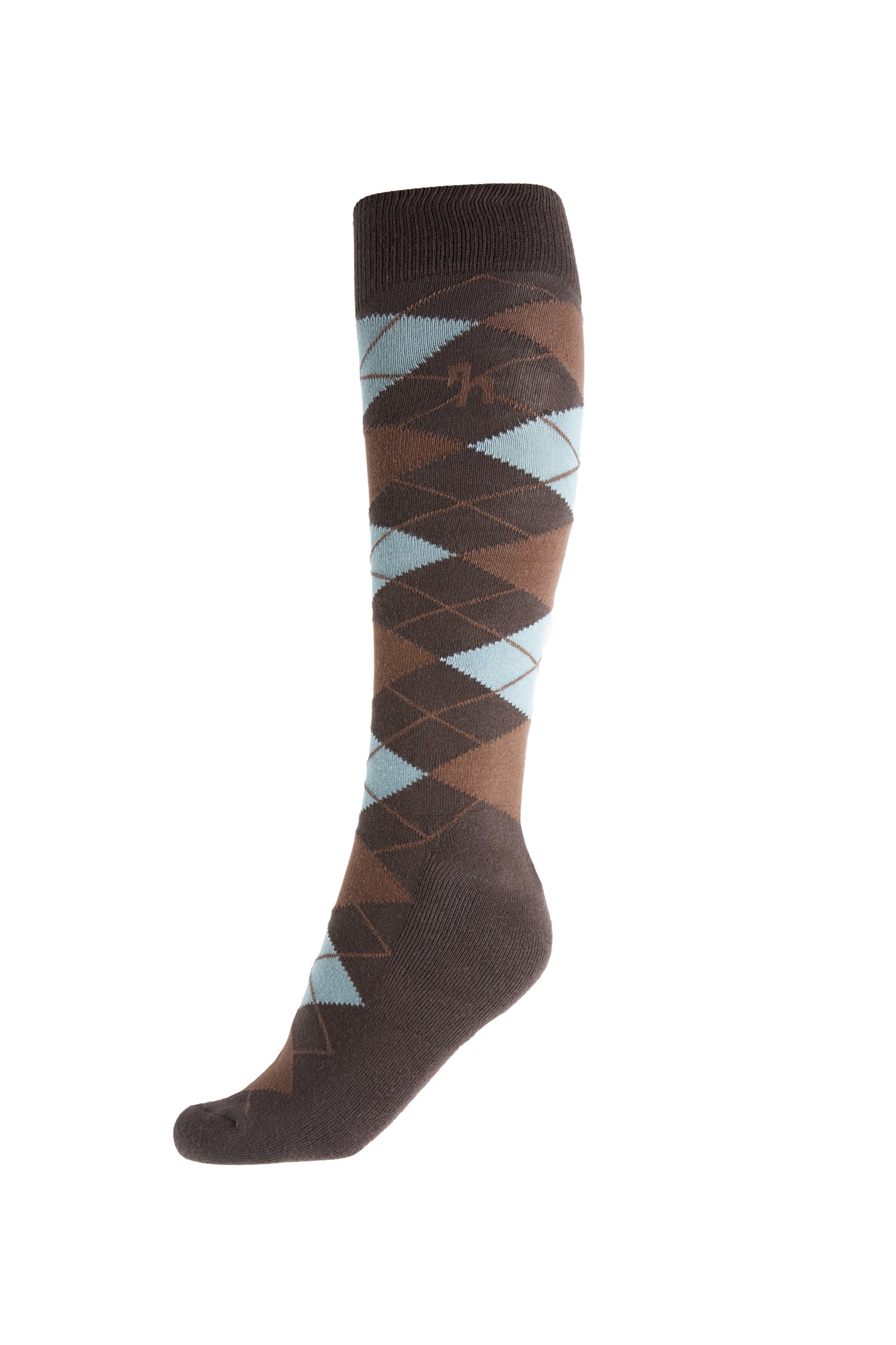 Alana Checked Winter Riding Socks Chocolate Brown/ Mustang Brown – horze